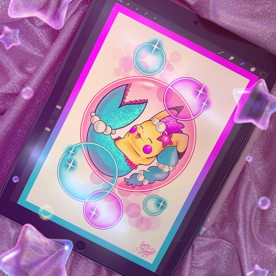 Mermaid Pikachu A4 Print - Etsy