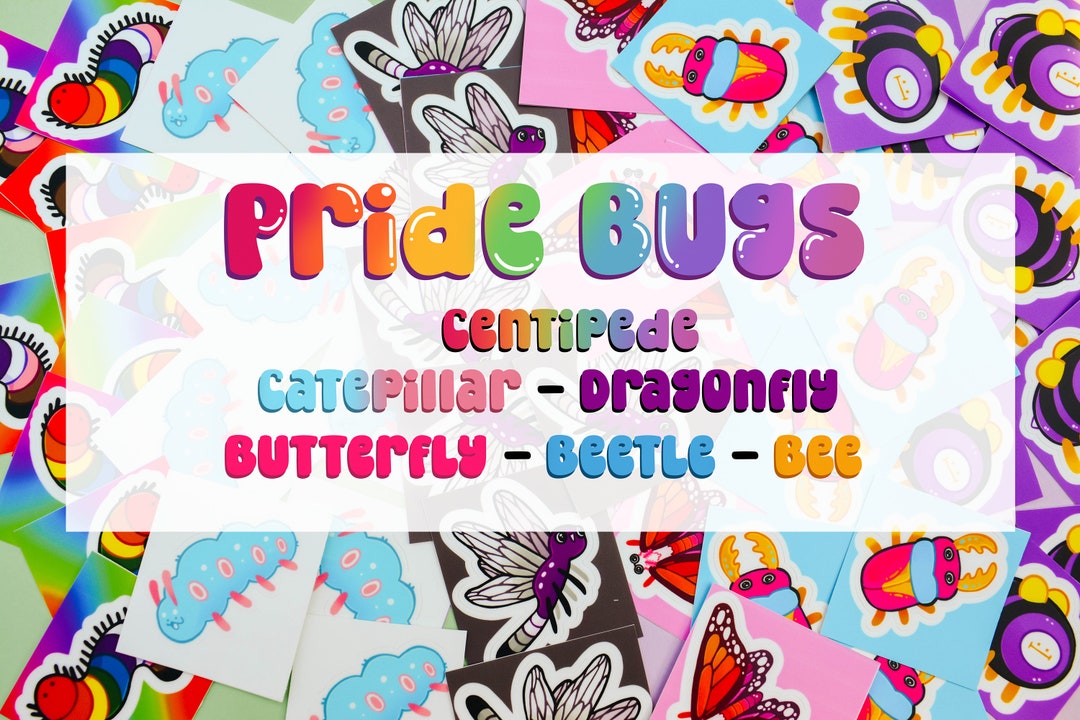 Happy Pride Bug Stickers, Matte Rainbow Stickers, LGBT Entemology - Etsy