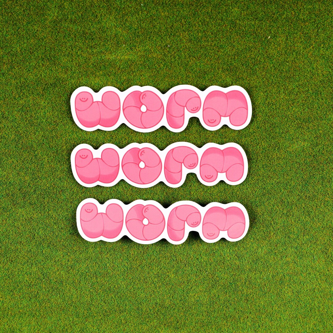 Worm, Pink, 4" Sticker, Glossy - Etsy