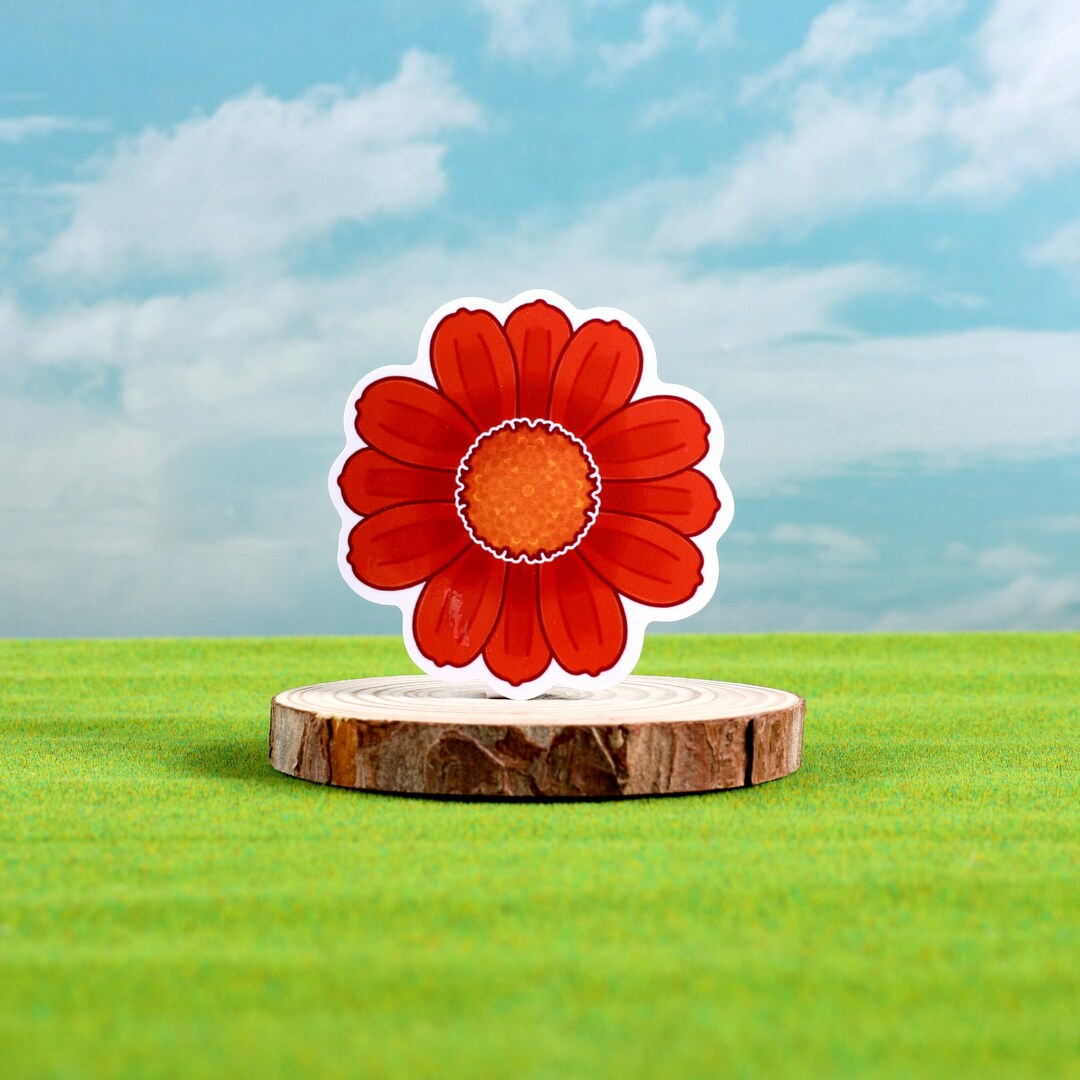 Glossy 2.5" Sticker, Orange Flower Sticker, Flower Aesthetic - Etsy