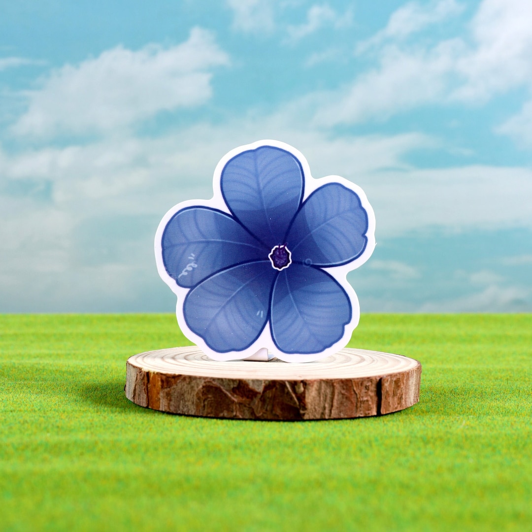 Glossy 2.5" Sticker, Blue Flower Sticker, Floral Aesthetic - Etsy