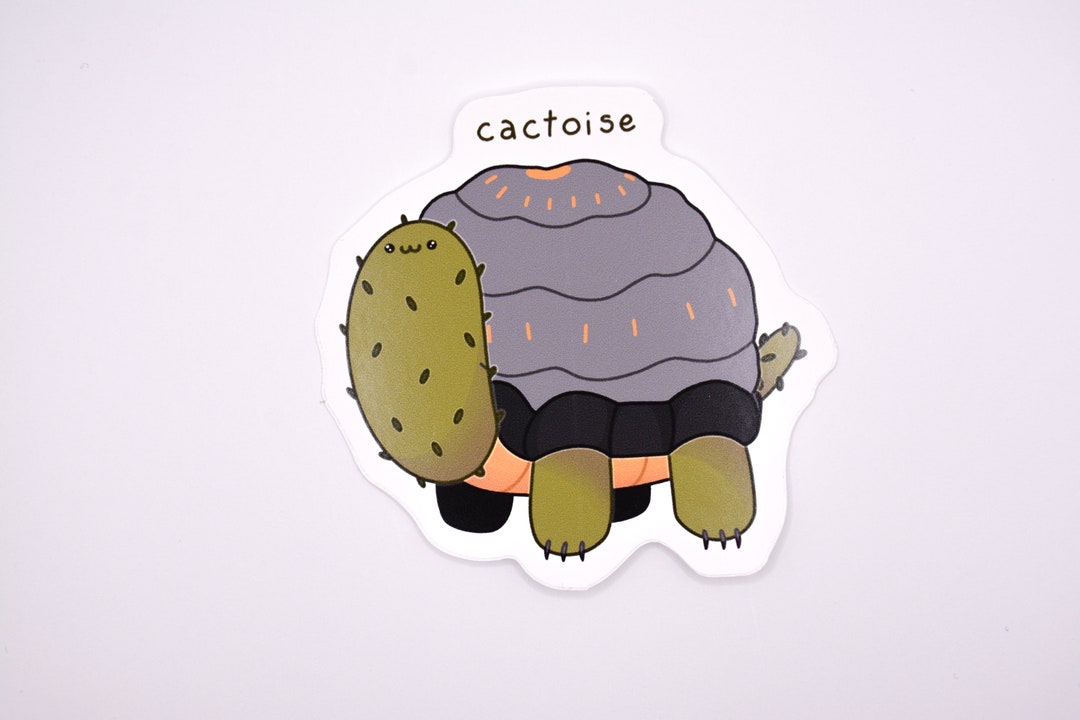 Cactus Tortoise Sticker, Waterproof Sticker, Reptile Stickers - Etsy