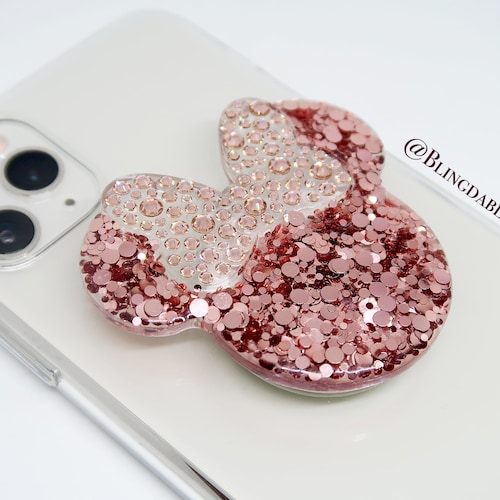 Custom Clear Minnie Mouse Pink Bow Inspired Bling Popsocket | Etsy