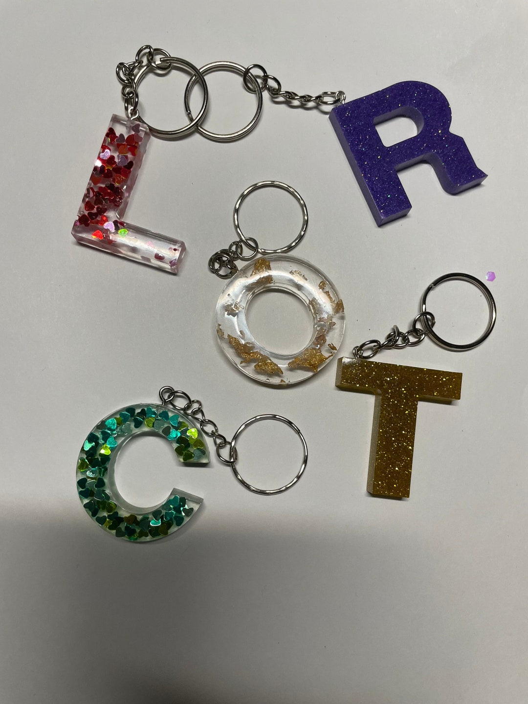 Resin Alphabet Keyrings - Etsy