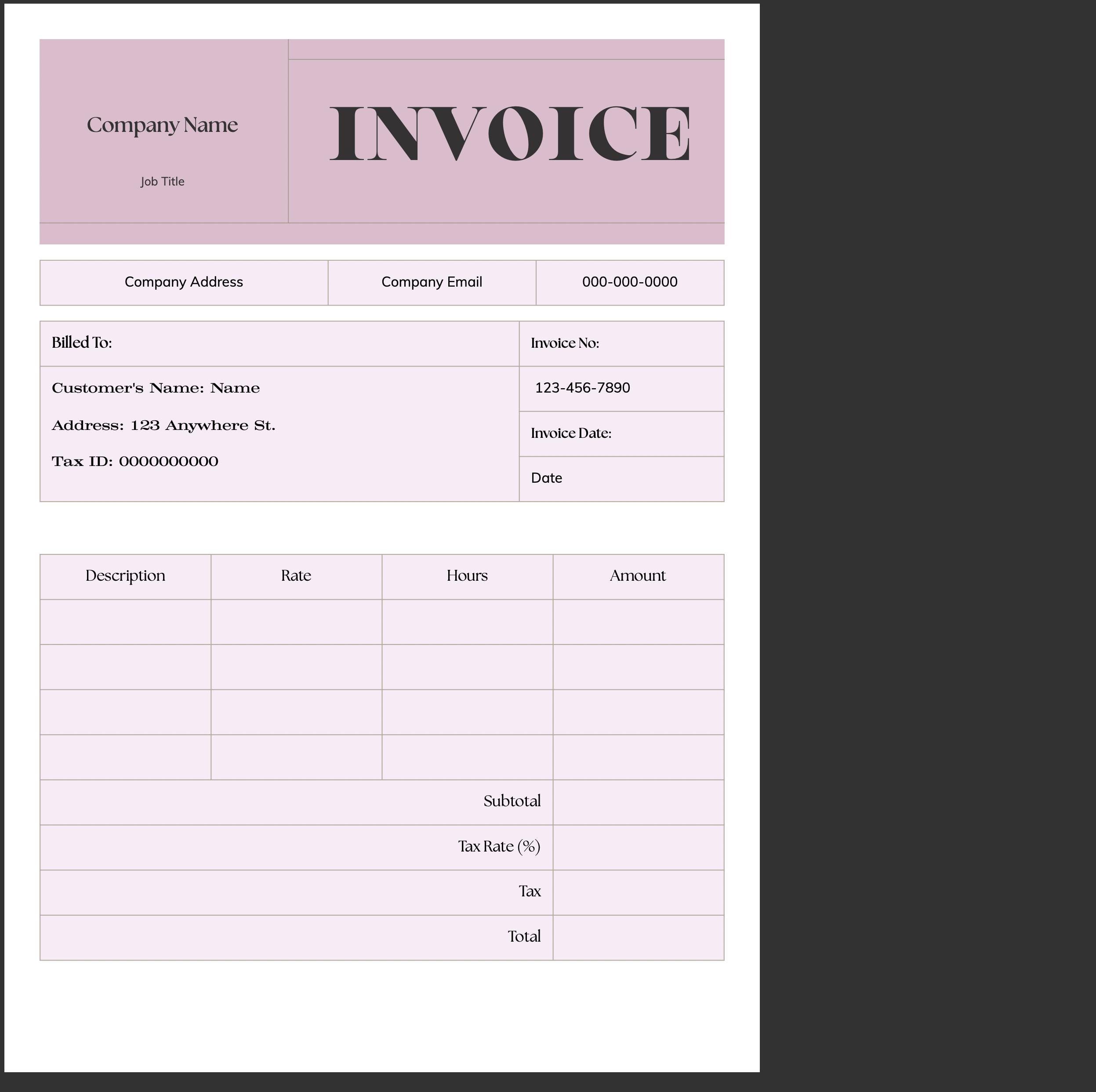 Invoice Template | Downloadable Invoice Design | Professional Invoice ...