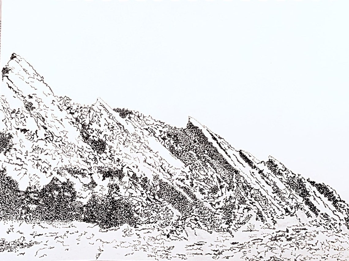 Boulder Flatirons Mountain Art Print in Black and White 8.5 X 11" - Etsy