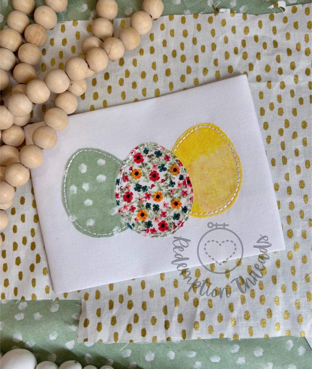 Bean Stitch Easter Egg Appliqué Embroidery Design, Easter Egg Trio ...