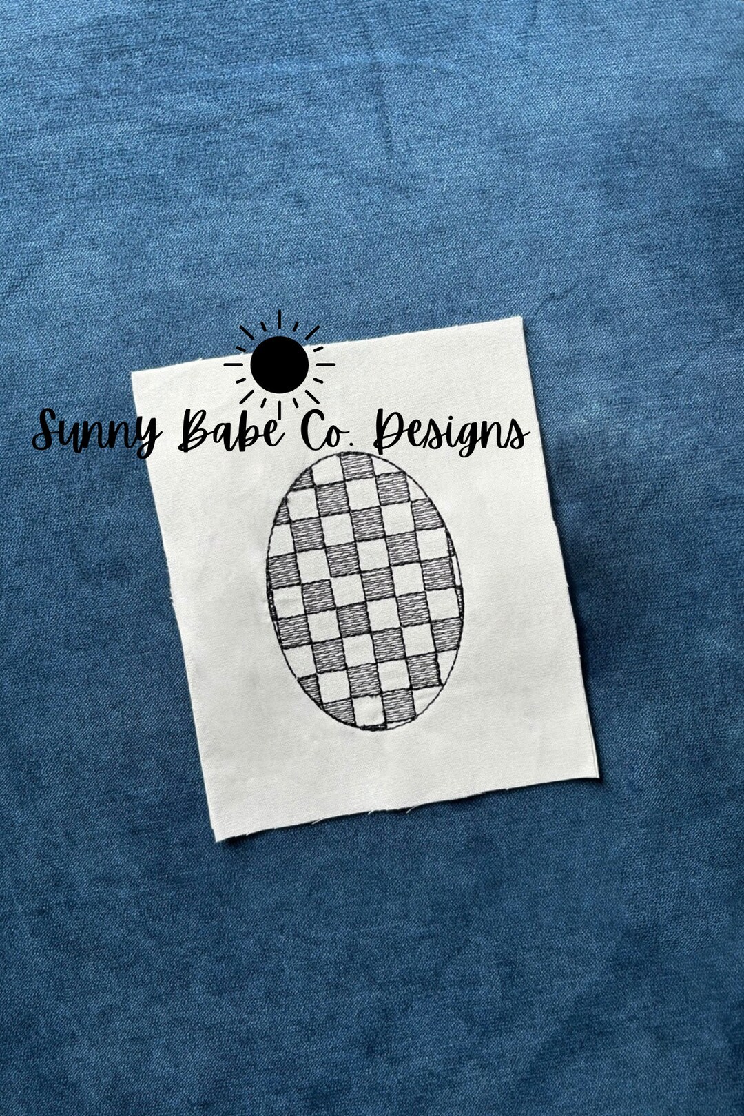 Checkered Easter Egg Embroidery Design, Trendy Easter Embroidery Design ...