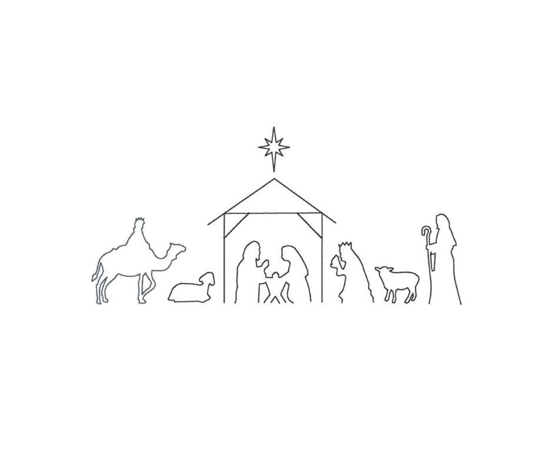 Nativity Scene Outline Embroidery Design Machine Embroidery - Etsy
