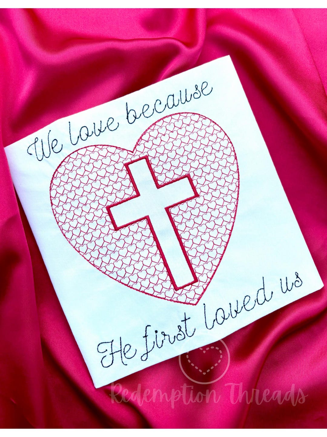 Cross in a Heart Motif Embroidery Design, Valentines Day Design ...