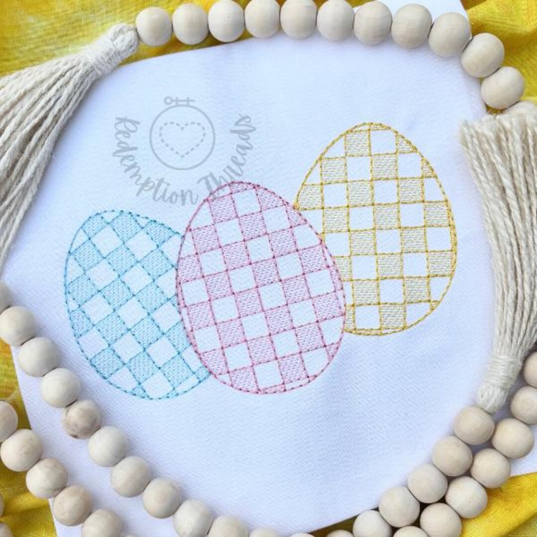 Checker Easter Egg Embroidery Design, Easter Egg Trio Machine ...