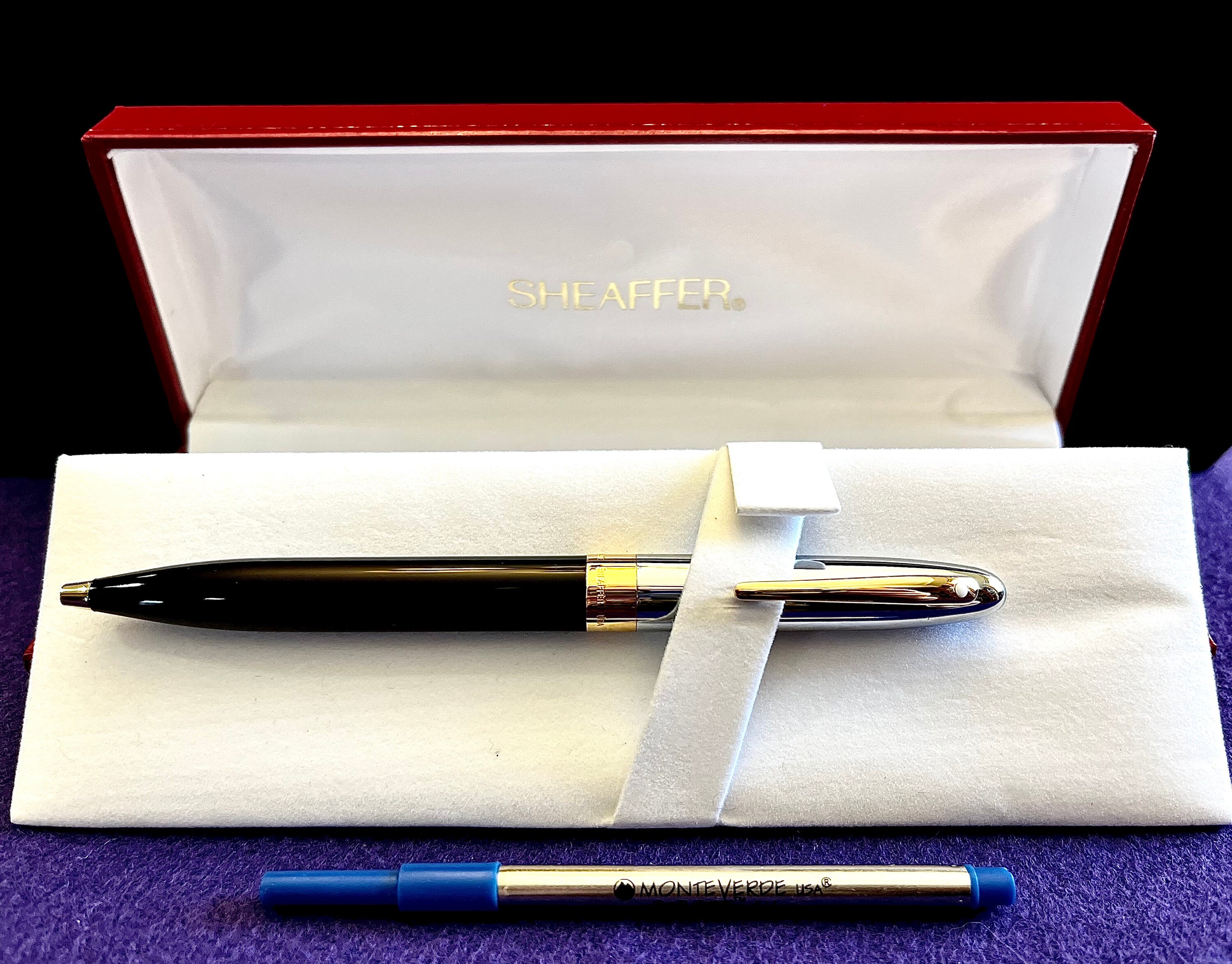Sheaffer Crest modern Ballpoint Pen Unusual Variant Chrome, Gold Plate ...