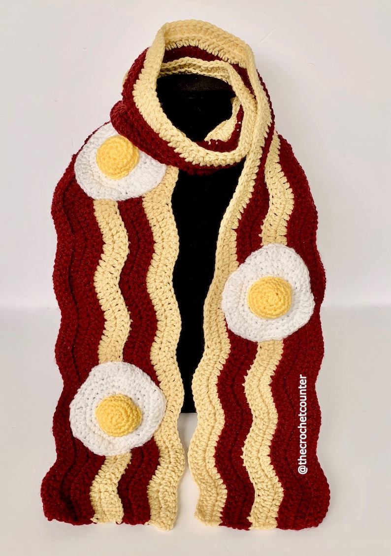 Bacon and Eggs Scarf Crochet PATTERN Food Breakfast | Etsy