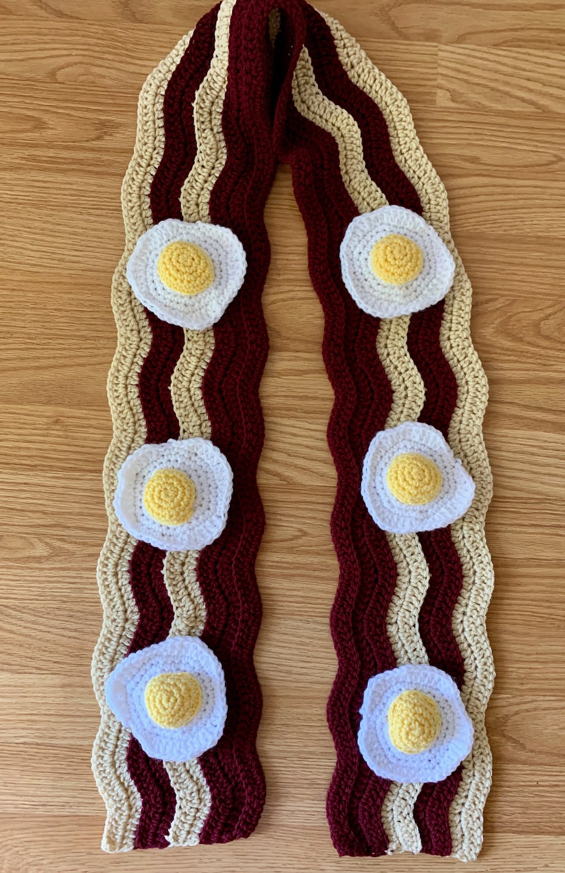 Bacon and Eggs Scarf Crochet PATTERN Food Breakfast | Etsy