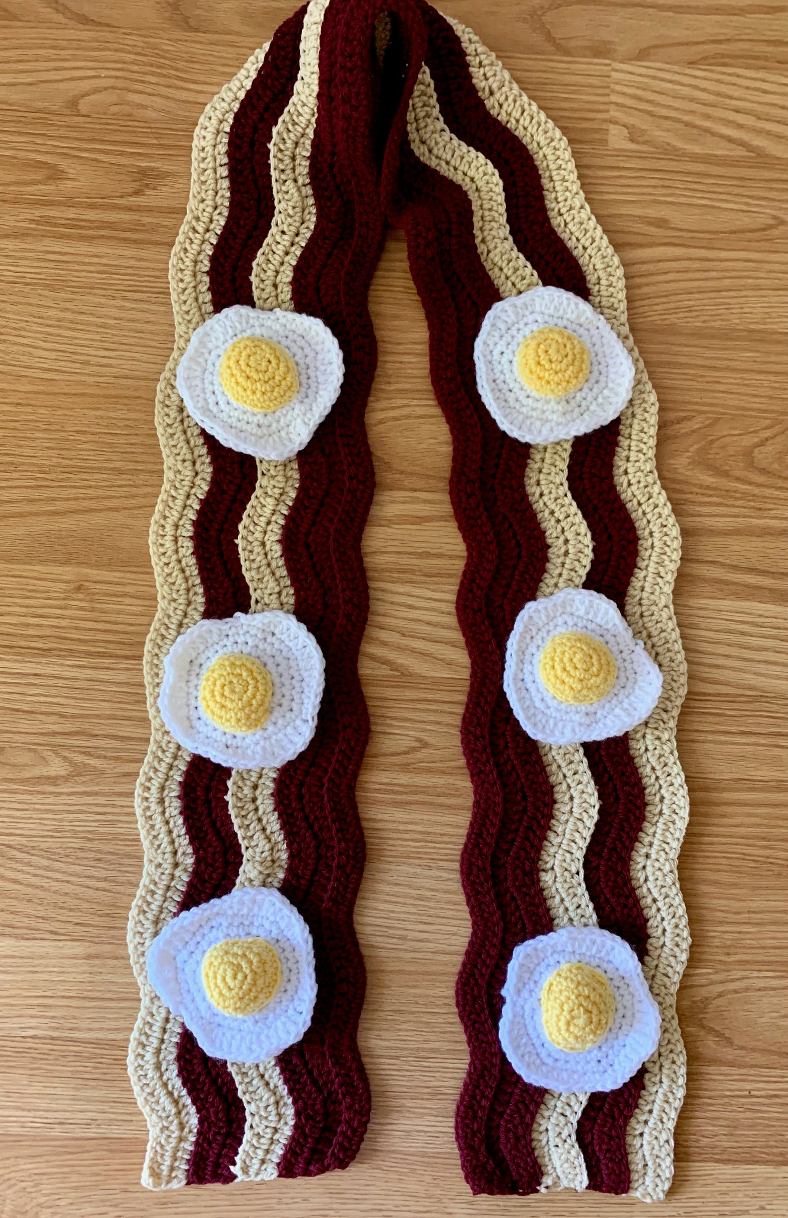 Bacon and Eggs Scarf Crochet PATTERN Food Breakfast | Etsy