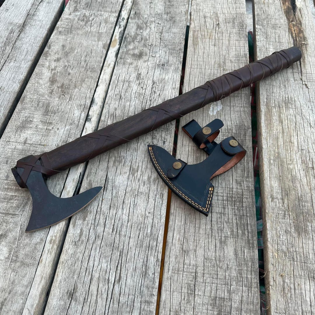 Ragnar Viking Axe, Nordic Hand-forged Carbon Steel Norse Axe Solid ...