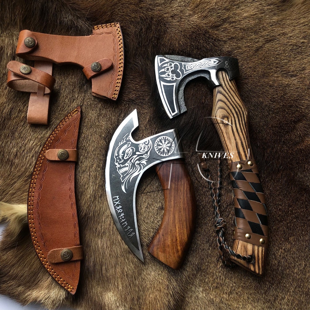Pair Set Custom Handmade Axe, Viking Gift Medival, Slicer Axe ...