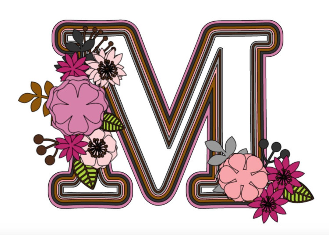 Layered Letter M With Flowers, SVG File, Alphabet SVG for Cricut ...