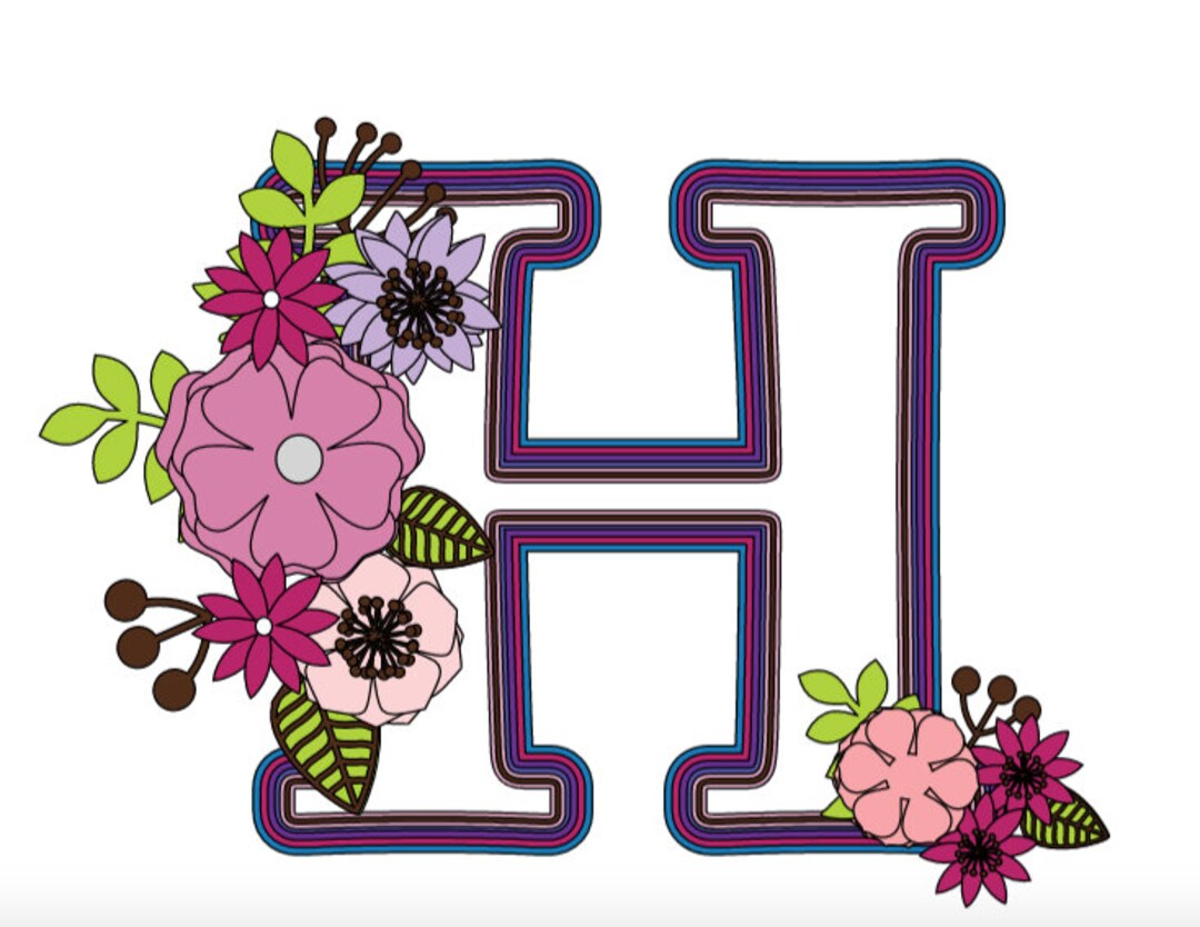 Layered Letter H With Flowers, SVG File, Alphabet SVG for Cricut ...