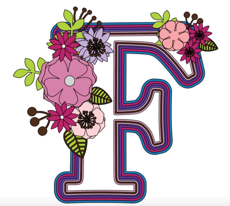 Layered Letter F with flowers SVG file Alphabet SVG for | Etsy