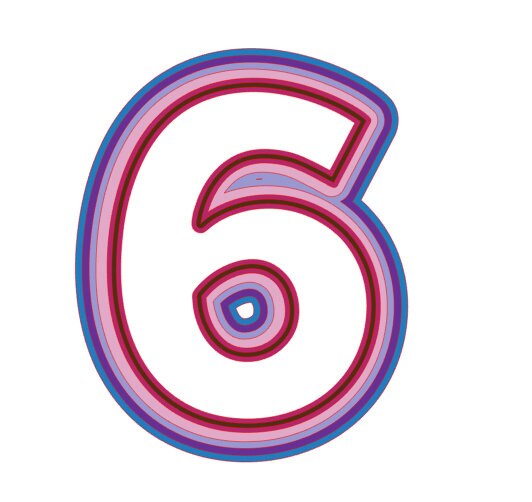 Layered Number 6, SVG File, Number SVG for Cricut, Layered Number SVG ...