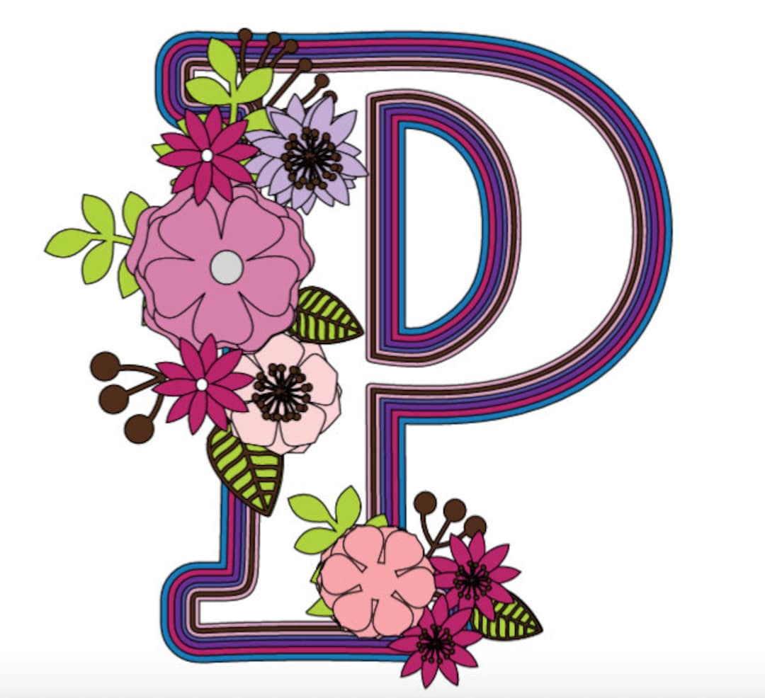 Layered Letter P with flowers, SVG file, Alphabet SVG for cricut ...