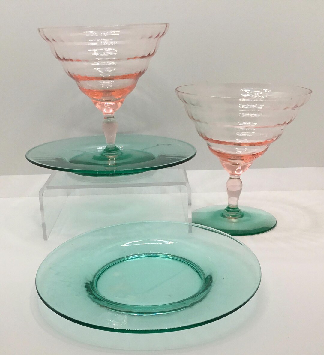 Utility Glass Works Sherbet With Underplate. - Etsy