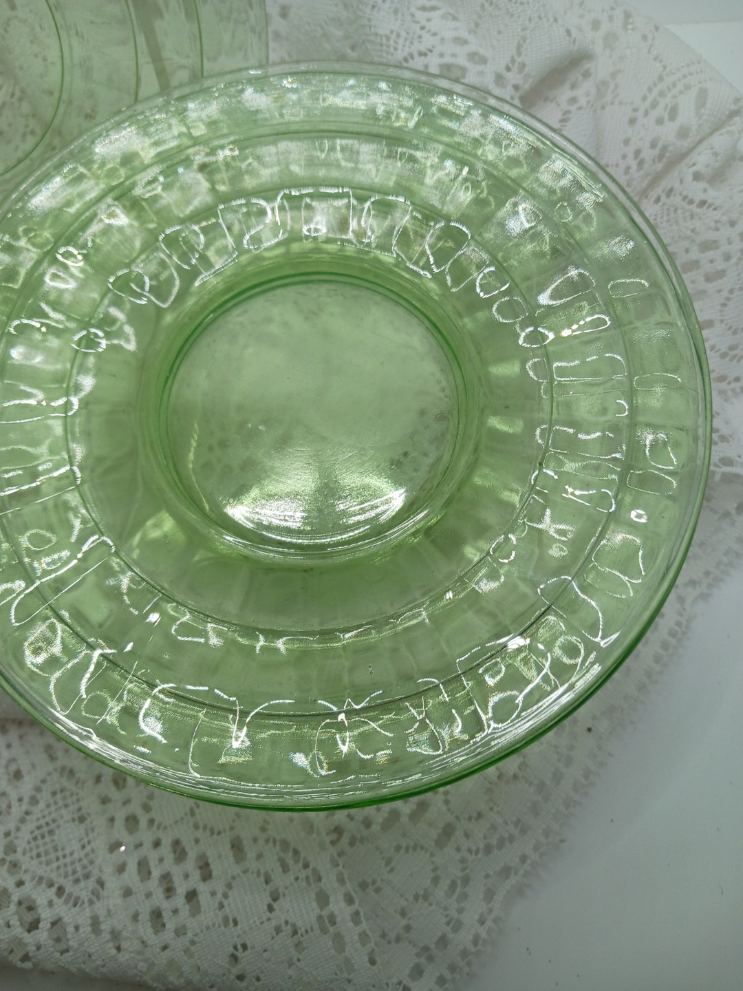 Glow Green DEPRESSION Plates ANCHOR HOCKING Block - Etsy