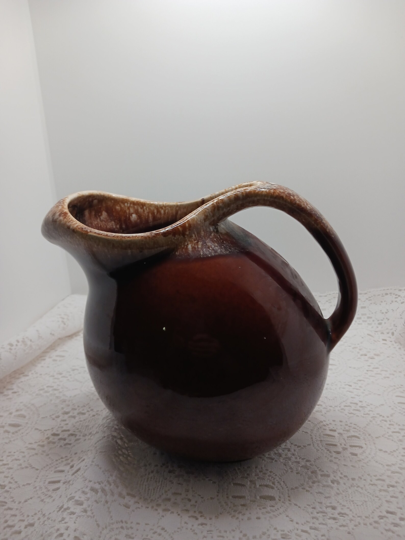 HULL BROWN DRIP Glaze Gourd Pitcher - Etsy