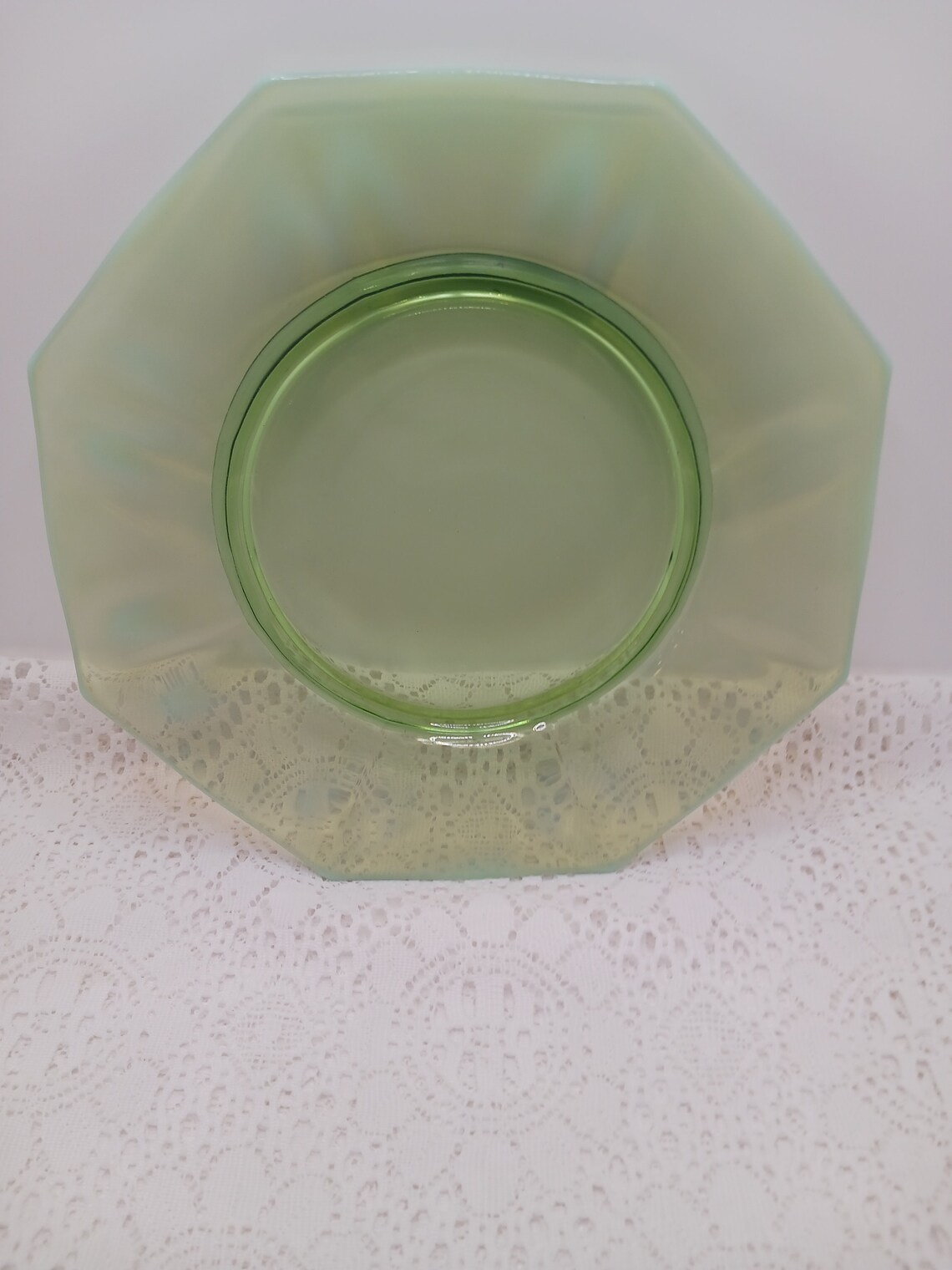 Uranium Glass Octogon Plate Green Opalescent Depression Ware - Etsy