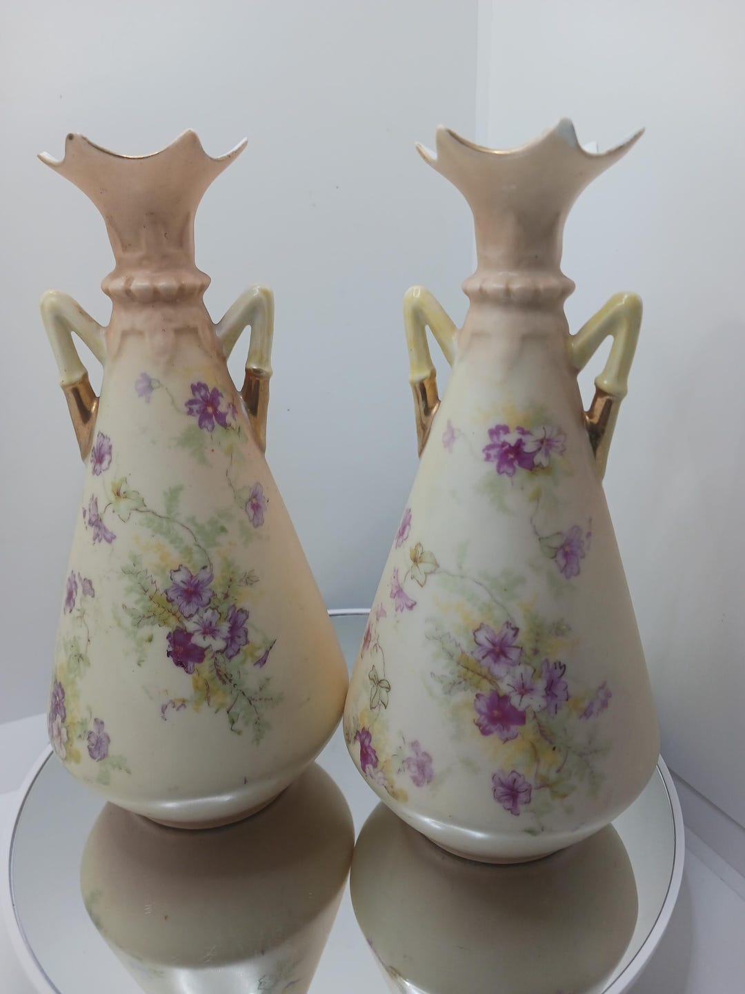 AUSTRIA ROYAL WETTINA Worcester Blush Pair of Vases Teplitz Robert ...