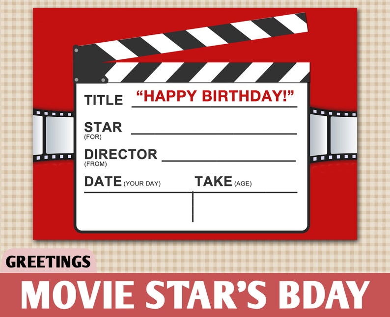Carte imprimable sur le thème du film | Anniversaire du cinéphile ...