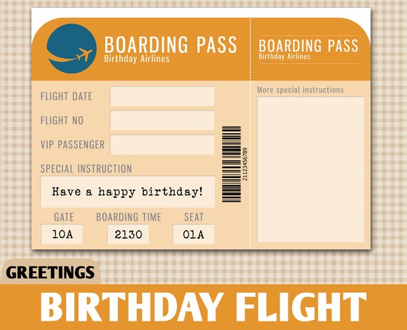 Printable Travel Birthday Card Boarding Pass Design | Etsy