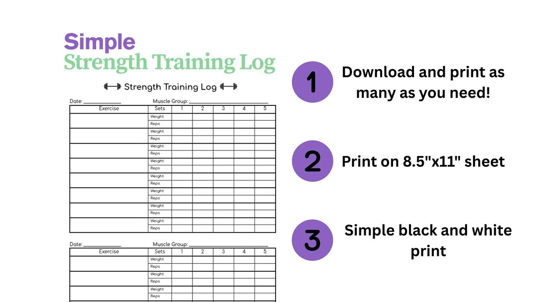 Strength Training Log | Printable & Digital Fitness Tracker | Workout ...