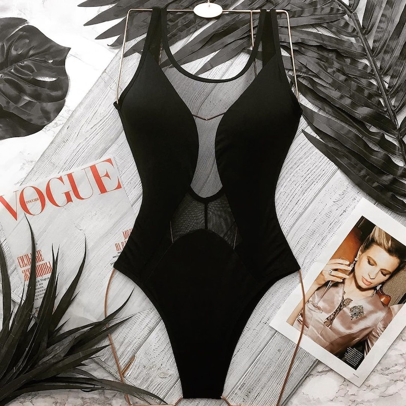 One Pieace Swimsuit See Through Swimsuit Erotic Swimming Suit Etsy Hong Kong