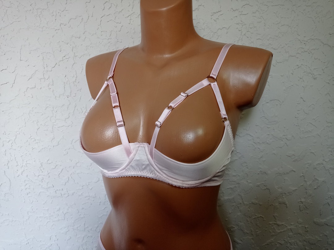 Satin Cupless Bra, Shelf Bra for Large Bust, Open Nipples Bra Quarter Cup, Cupless Bra for Big ...