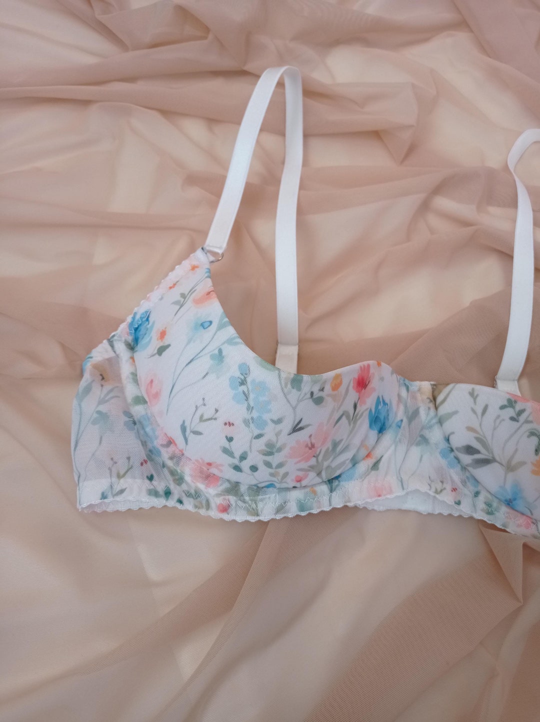 Half Cup Bra With Flowers Open Shelf Bra Quarter Cup Bra Babydoll ...