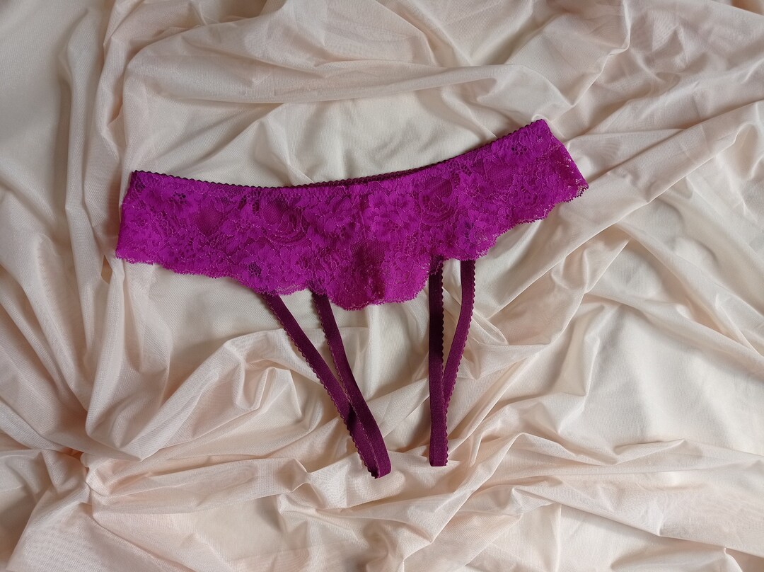 Open Crotch Panties Purple Crotchless Panties Open Undies Hot Panties ...