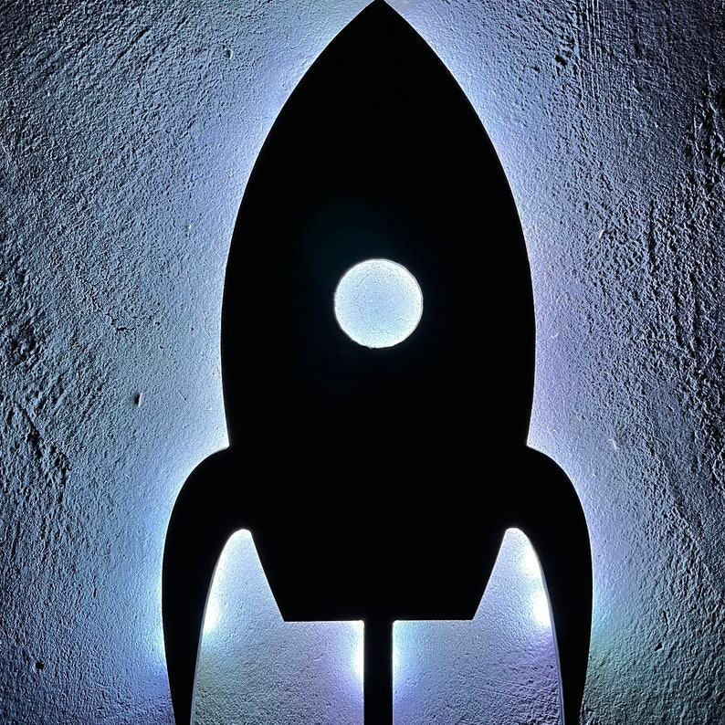 Rocket Ship LED Sign Wall Art Nursery Decor Space Rocket LED - Etsy