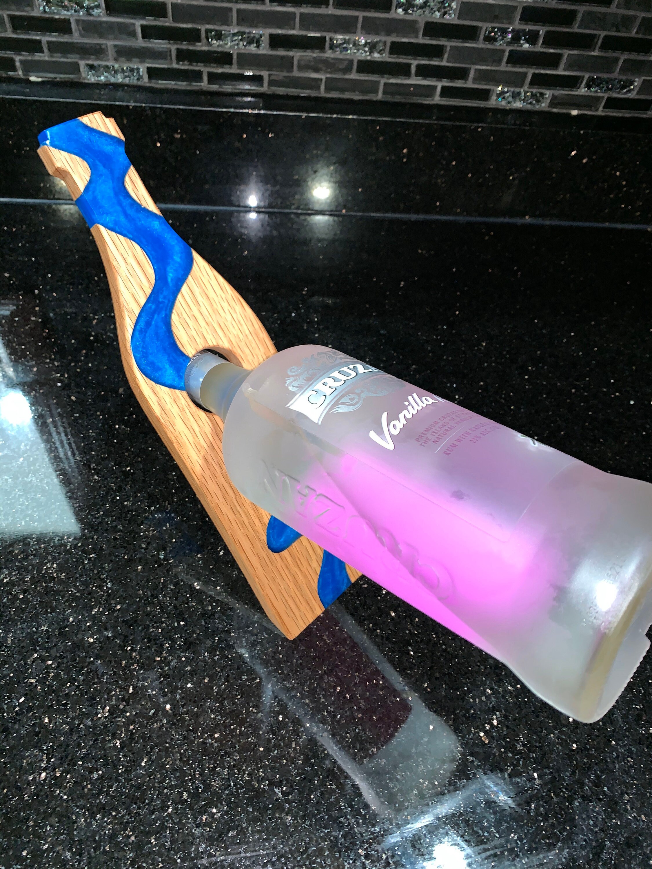 Wood and Epoxy Floating Bottle Holder Kitchen Decor Bar | Etsy