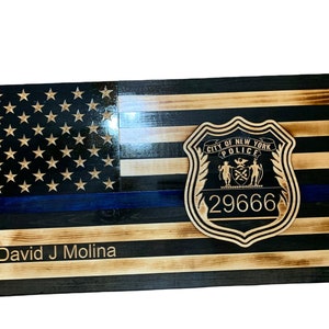 Custom Handmade Wooden American Flag With Police Badge ...