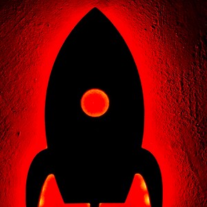 Rocket Ship LED Sign Wall Art, Nursery Decor, Space Rocket LED Sign ...
