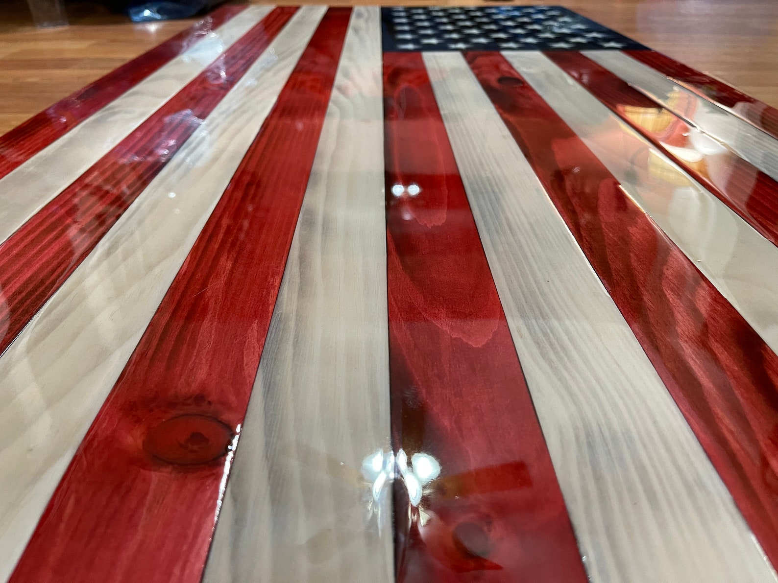 Handmade Wooden American Flag With Clear Epoxy Finish - Unique ...