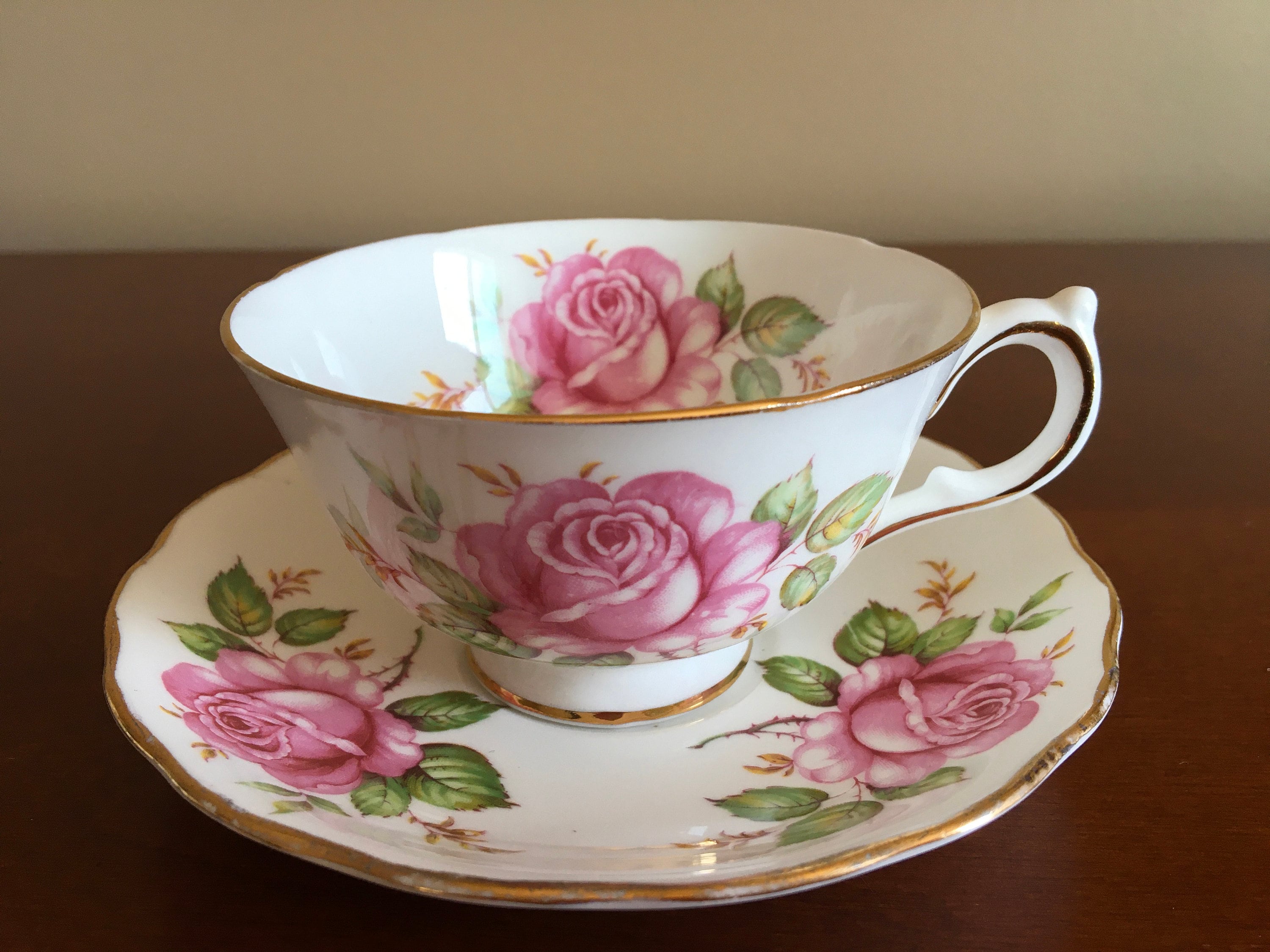 Vintage Melba English Fine Bone China Large Pink Roses Tea Cup | Etsy