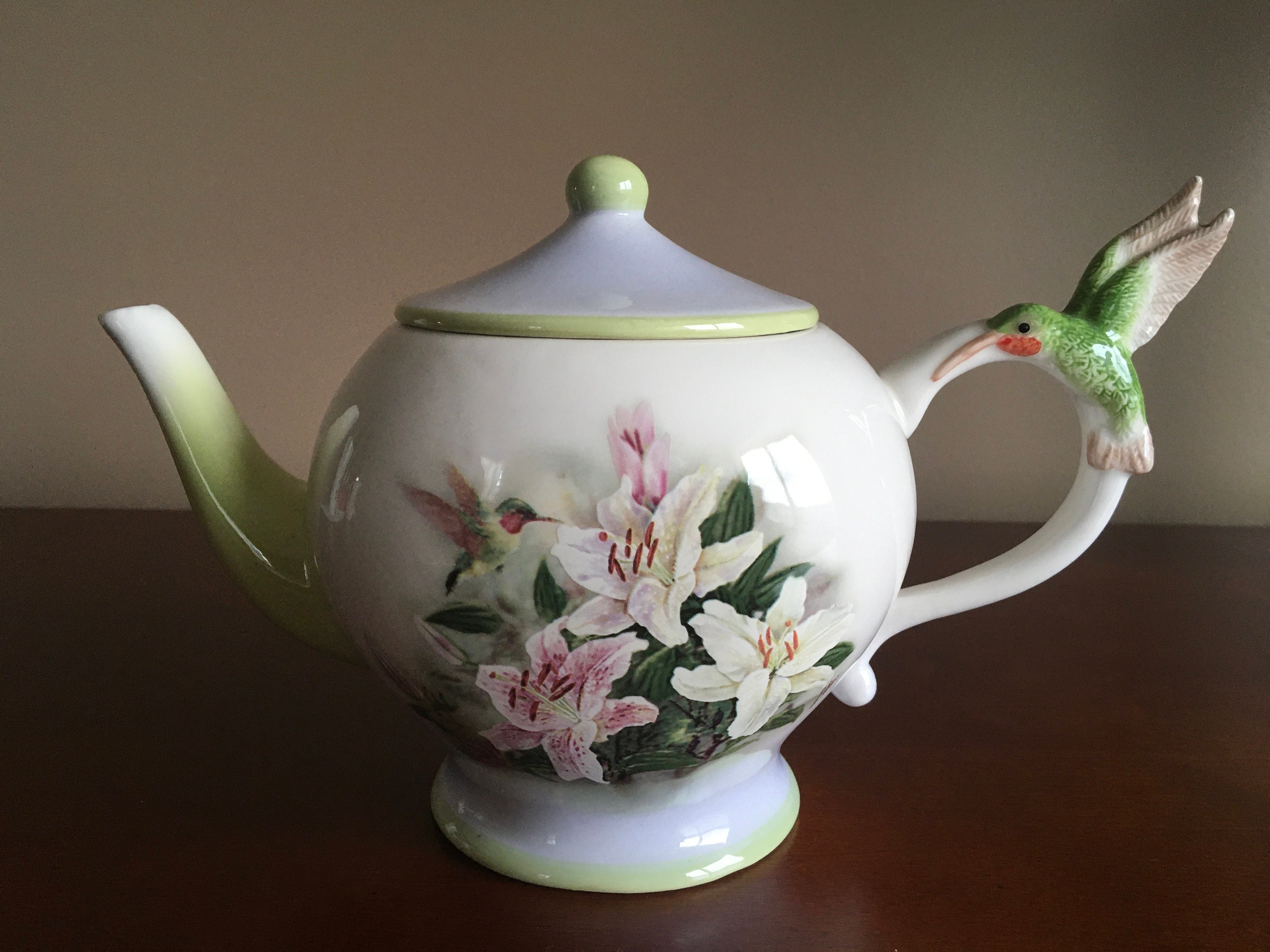 Vintage Teleflora Hummingbird and Lilies by Lena Liu Teapot - Etsy