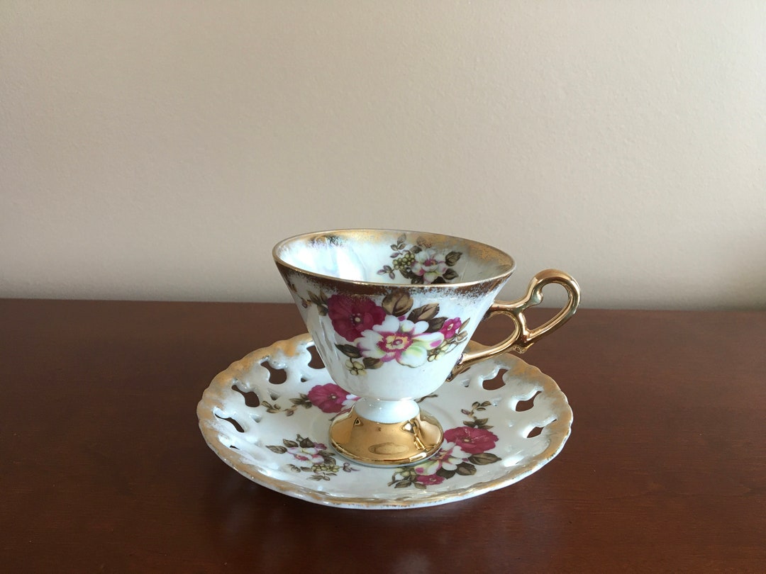 Vintage Shafford Hand Decorated Fine China Tea Cup With Matching Saucer ...