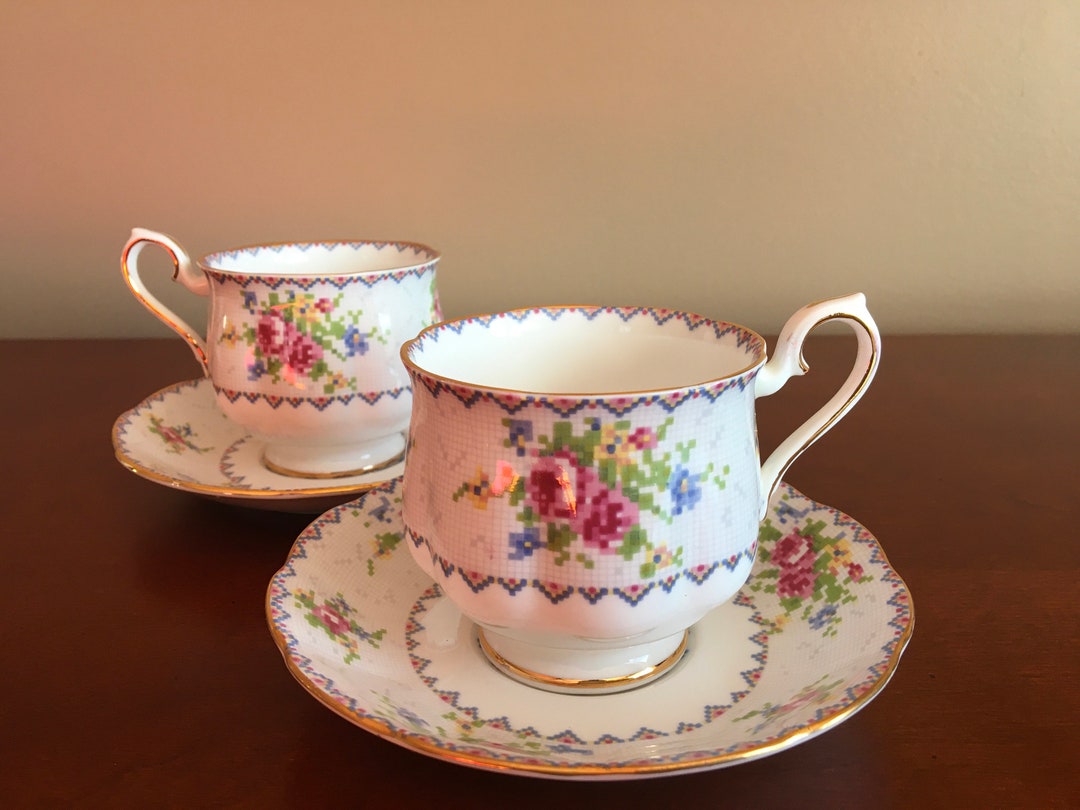 1 of 2 Vintage Royal Albert Petit Point China Fine Bone China Tea Cup ...