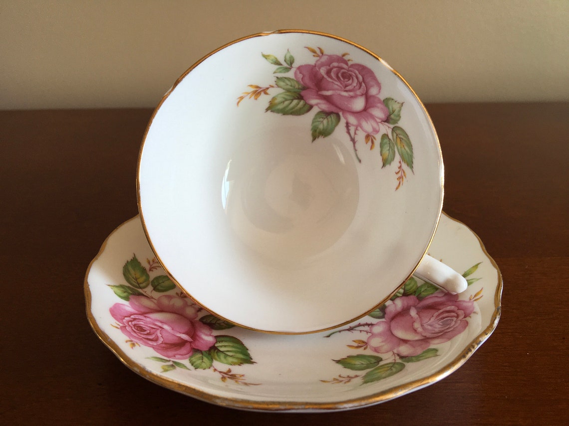 Vintage Melba English Fine Bone China Large Pink Roses Tea Cup With ...