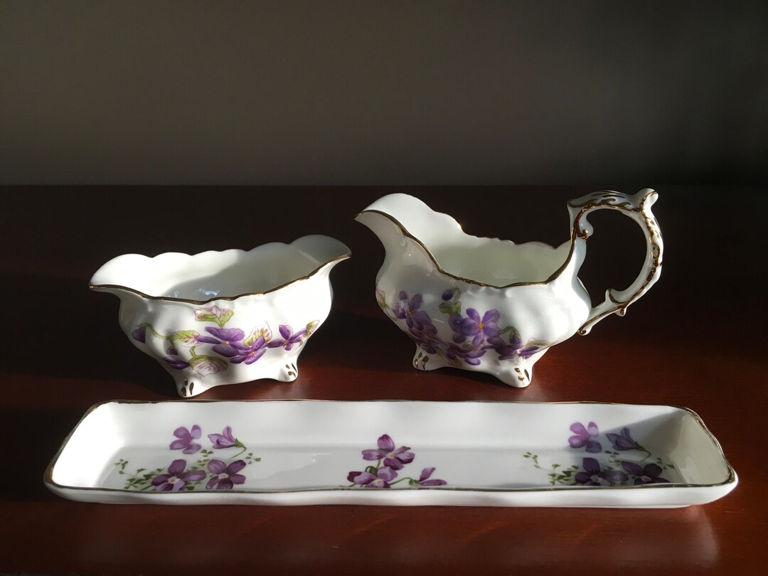 Set of Vintage Hammersley Victorian Violets Fine Bone China Small Cream ...
