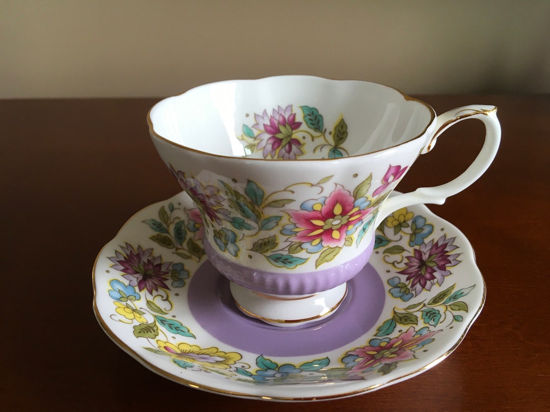 Vintage Royal Albert Jacobean Purple Lavender Fine Bone China Tea Cup ...